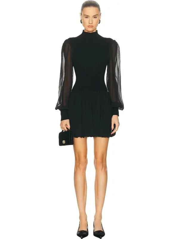 FRAME Sheer Sleeve Dress - Black