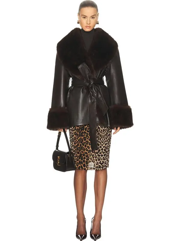 SEROYA Daly Lamb Leather Coat - Ash Brown