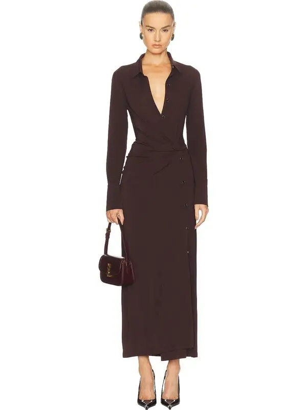 Helmut Lang Twisted Shirt Dress - Mahogany