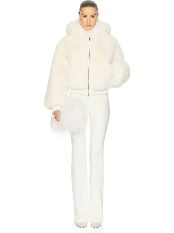 SKIMS Faux Fur Zip Up Jacket - Egret