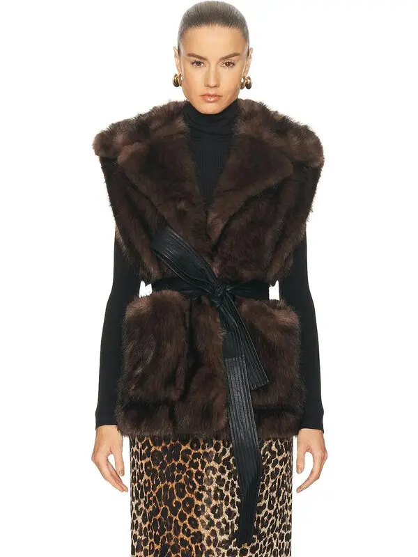 A.L.C. Devon Faux Fur Vest - Mink