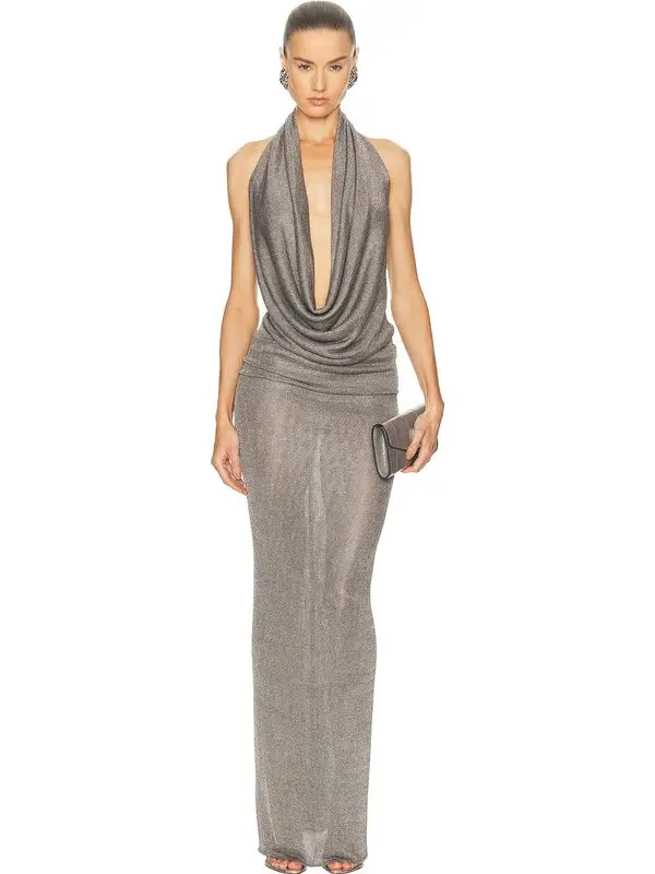 THE NEW ARRIVALS ILKYAZ OZEL Agel Metallic Knit Dress - Le Chevalier