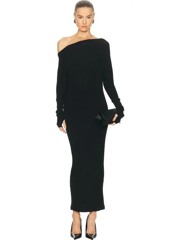 Enza Costa Knit Slouch Maxi Dress - Black