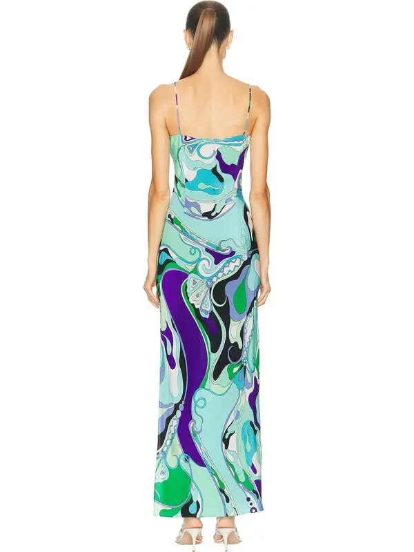 Emilio Pucci V-neck Maxi Dress - Verde & Lilla