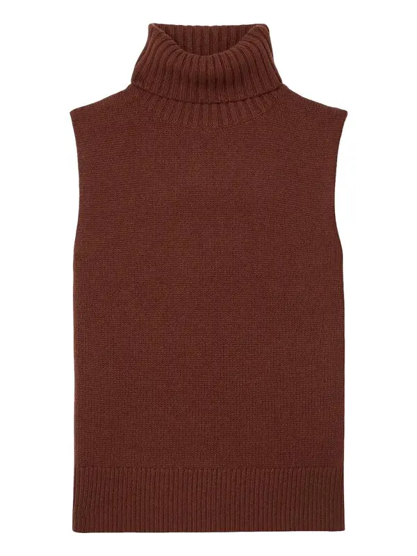 NILI LOTAN Arthur Cashmere Turtleneck Vest - Brick