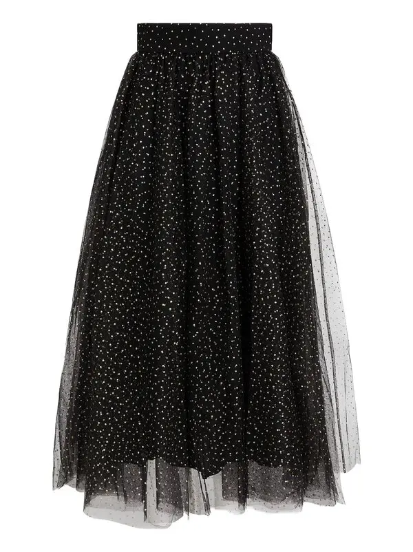 Zimmermann Glittered Tulle Midi Skirt - Black