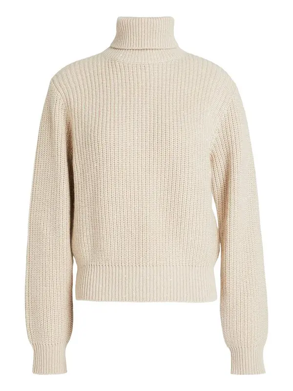 Brunello Cucinelli Ribbed Cashmere And Silk-blend Turtleneck Sweater - Ecru