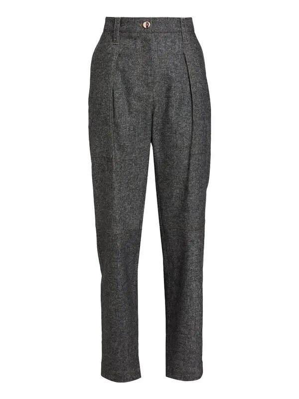 Brunello Cucinelli Wool-blend Tweed Tapered Pants - Black