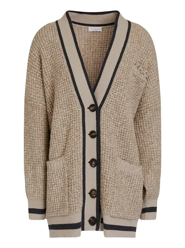 Brunello Cucinelli Wool And Cashmere-blend Cardigan - Beige