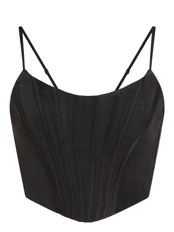 Zimmermann Cropped Silk-satin Bustier Top - Black