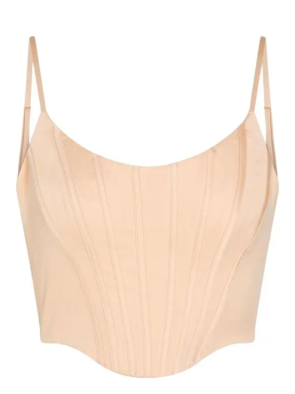 Zimmermann Cropped Silk-satin Bustier Top - Neutral