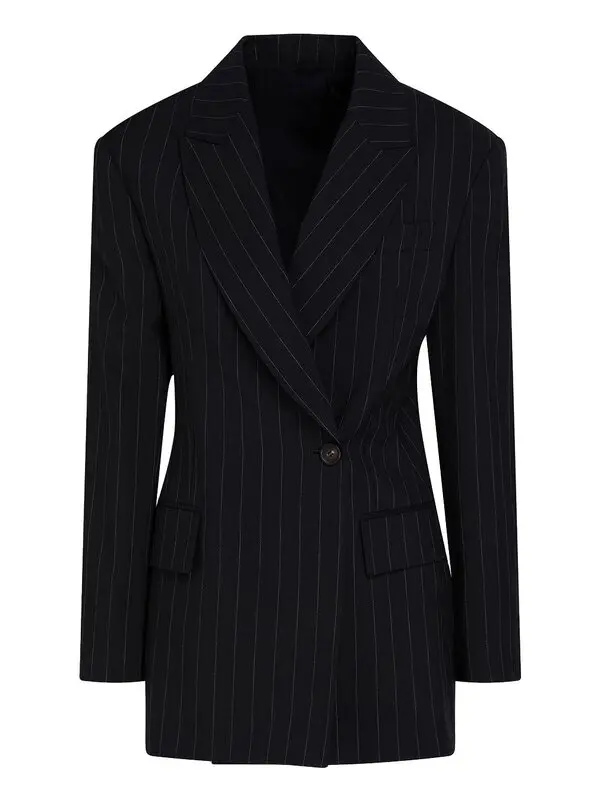 Brunello Cucinelli Bead-embellished Pinstriped Blazer - Black
