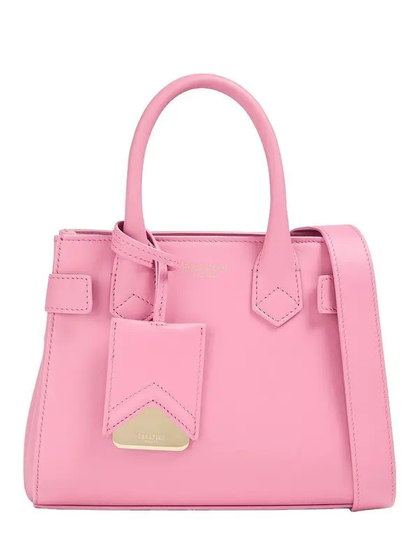 SERAPIAN Meline Mini Metallic Leather Tote - Pink