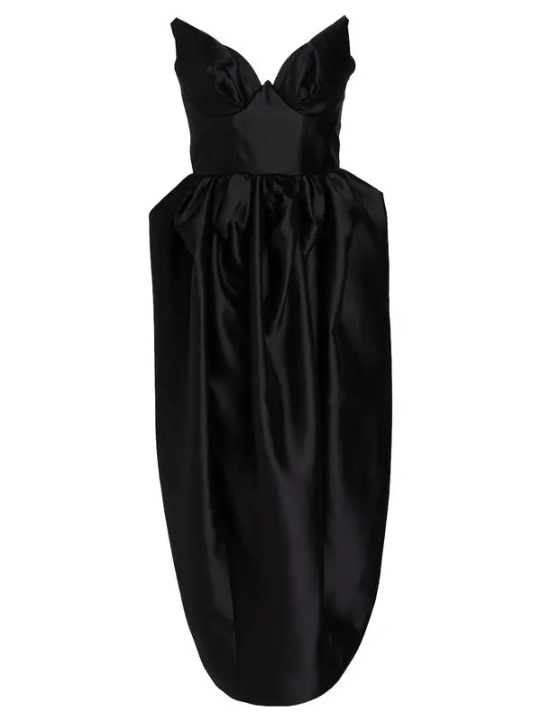 Zimmermann Strapless Silk And Wool-blend Twill Midi Dress - Black