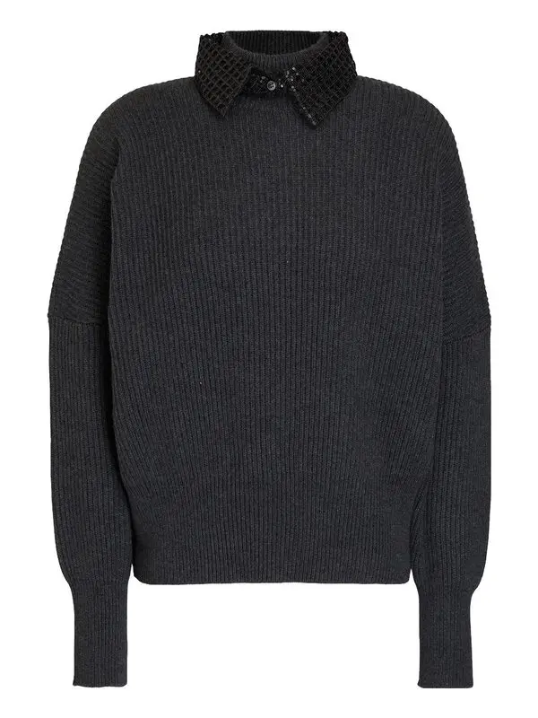 Brunello Cucinelli Ribbed Cashmere Turtleneck Sweater - Charcoal