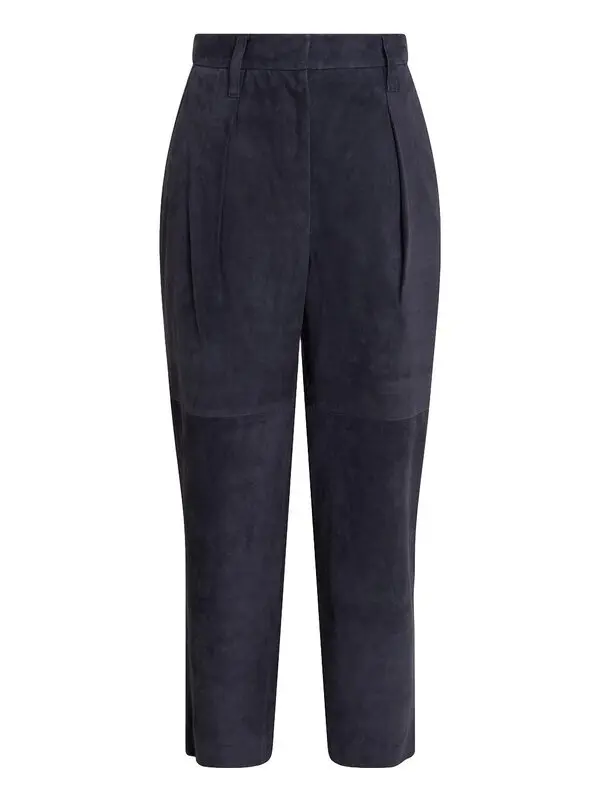 Brunello Cucinelli Suede Tapered Pants - Navy