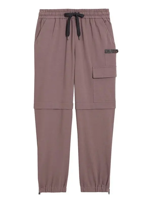 Brunello Cucinelli Bead-embellished Cotton-blend Terry Track Pants - Grape