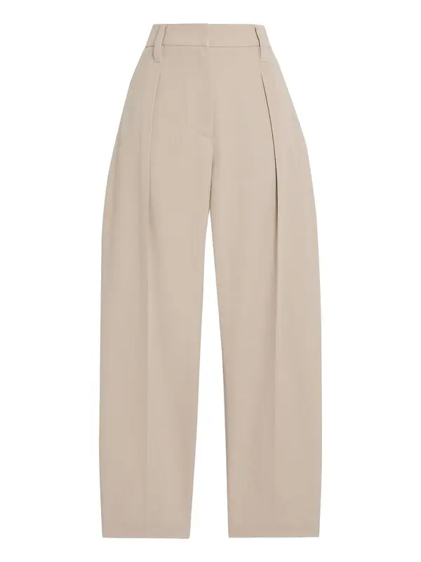 Brunello Cucinelli Bead-embellished Gabardine Tapered Pants - Beige