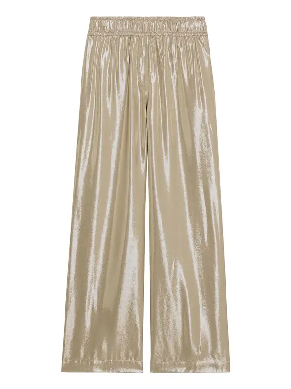 Brunello Cucinelli Lamé Wide-leg Pants - Gold