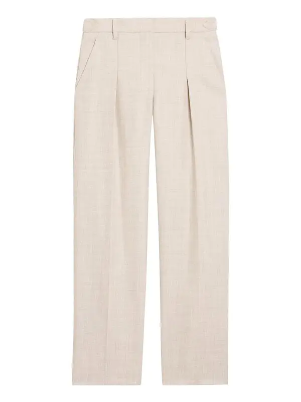 Brunello Cucinelli Pleated Wool Straight-leg Trousers - Mushroom