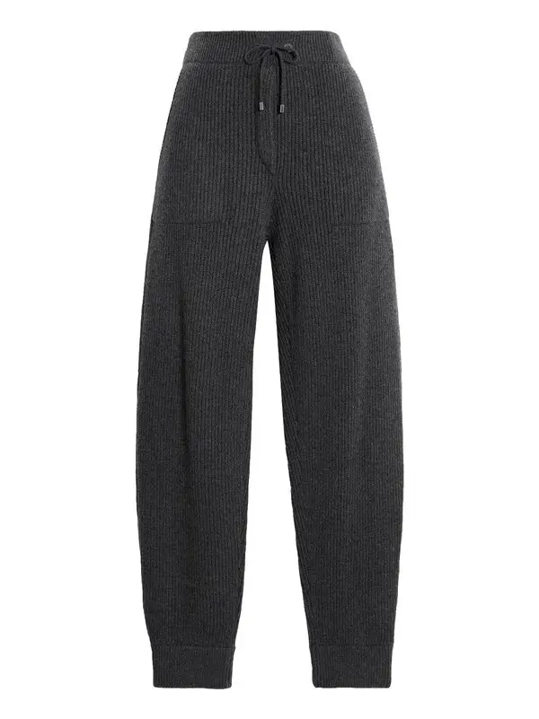 Brunello Cucinelli Ribbed Cashmere Track Pants - Charcoal