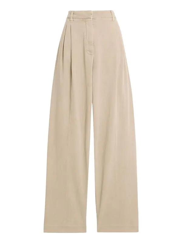 Brunello Cucinelli Cotton-blend Twill Wide-leg Pants - Neutral