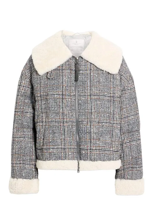 Brunello Cucinelli Quilted Checked Wool-blend Tweed Down Jacket - Gray