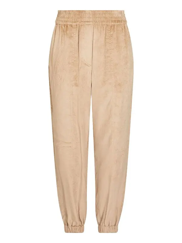 Brunello Cucinelli Velvet Tapered Pants - Sand