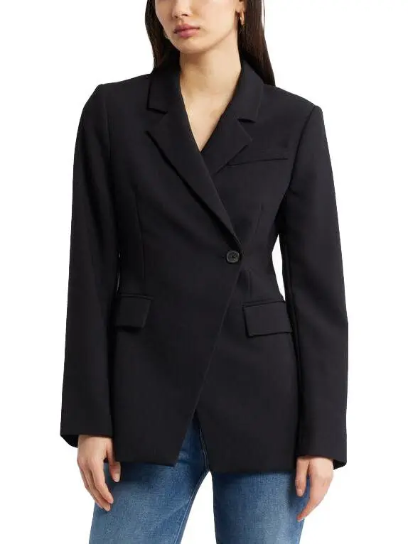 OPEN EDIT The Icon Asymmetric Fitted Blazer - Black