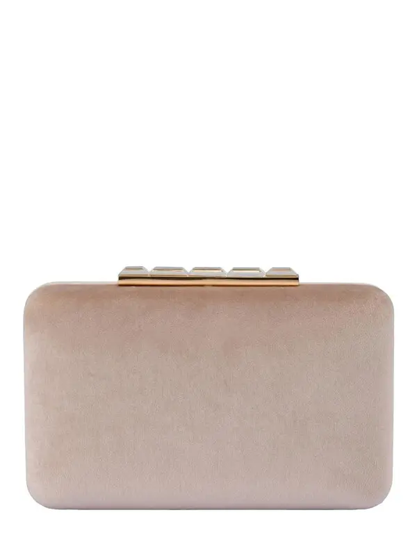 OLGA BERG Velvet Frame Clutch - Natural