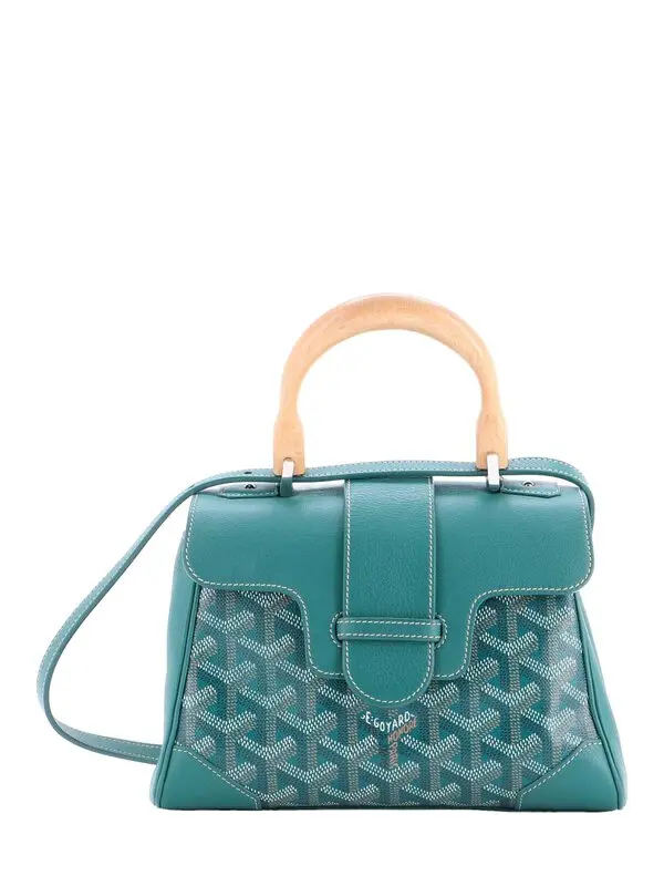 Goyard Saigon Top Handle Bag Coated Canvas With Leather Mini - Green