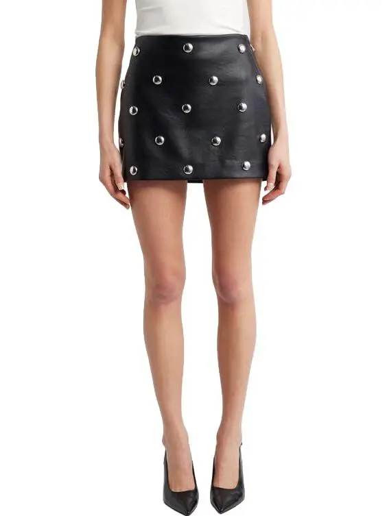 Mango Carla Studded Faux Leather Mini Skirt - Black