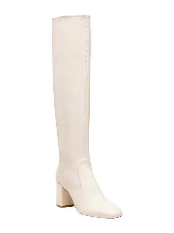 STUART WEITZMAN Lucie Knee High Block Heel Boots - Cream.