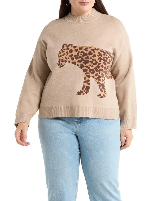 SUGARLIPS Jazara Leopard Sweater - Oatmeal