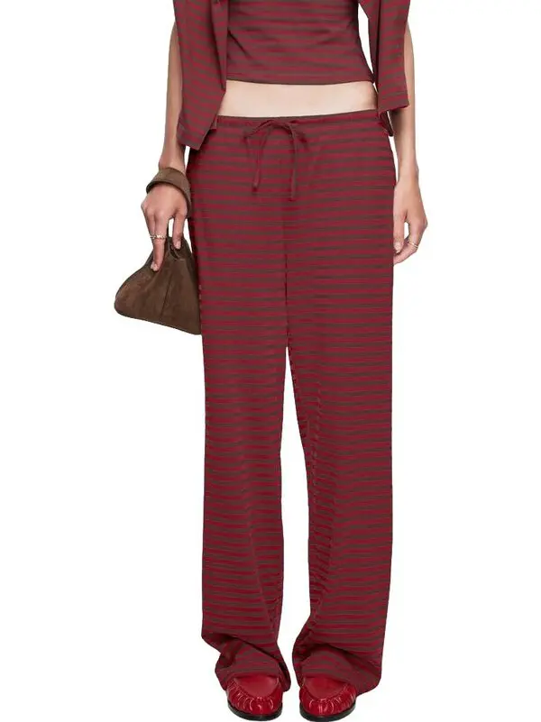 Lioness Striped Relaxed Trousers - Chocolate Wine