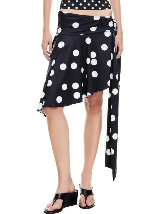 Lioness Safari Asymmetric Midi Skirt - Noir Polka