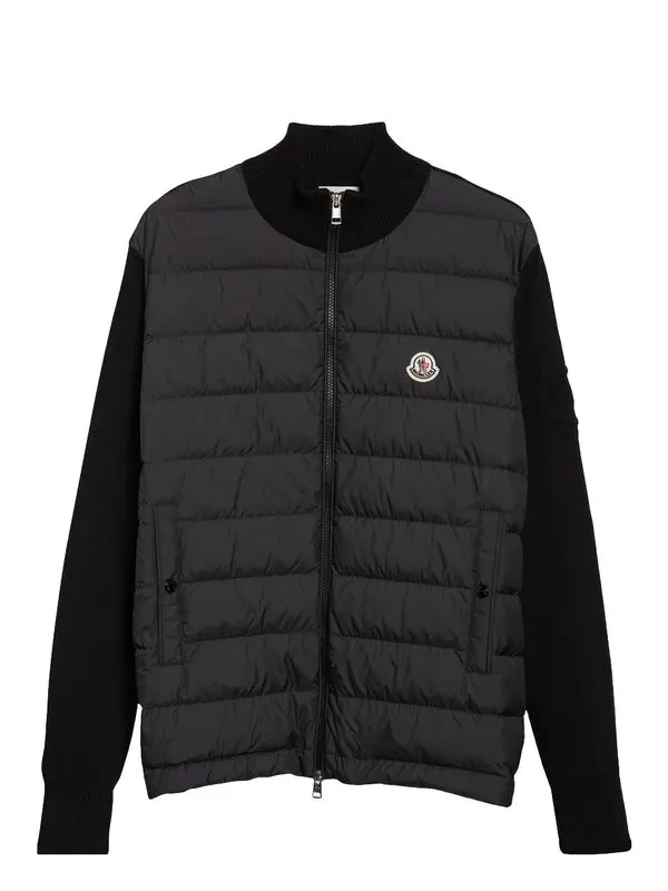 Moncler Padded Mixed Media Zip Cardigan - Black