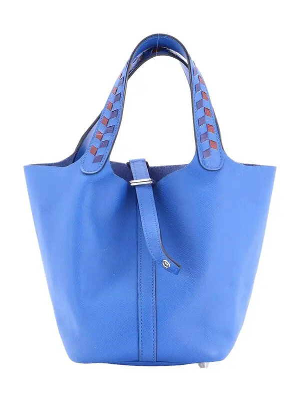 HERMES Picotin Lock Bag Tressage Epsom Pm - Bleu Zellige/blenencre/rouge H