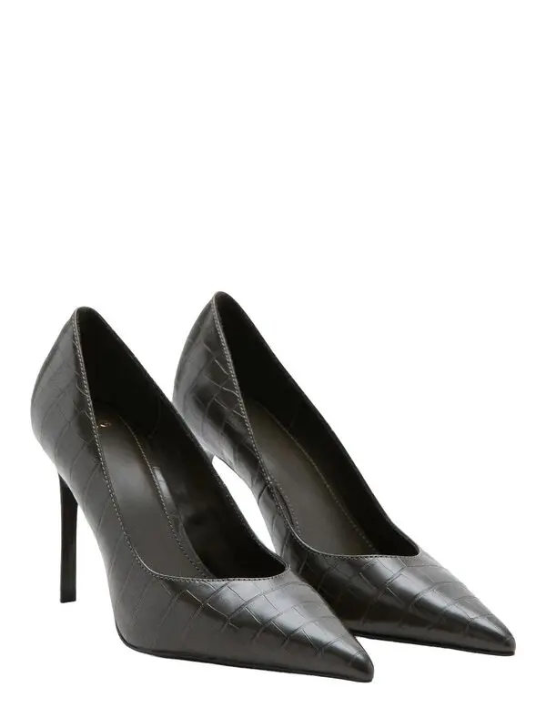 Mango Pointed Toe Stiletto Pumps - Light Heather Grey