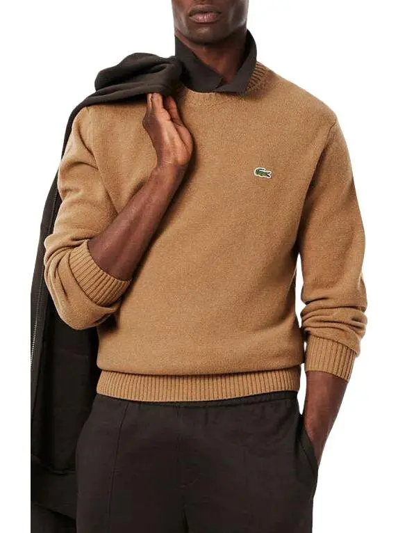 Lacoste Classic Fit Merino Wool Crewneck Sweater - Datte Chine
