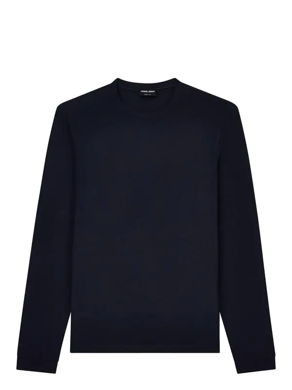 Giorgio Armani Stretch Viscose Jersey Jumper - Navy Blue