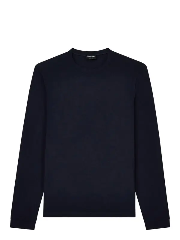 Giorgio Armani Stretch Viscose Jersey Jumper - Navy Blue