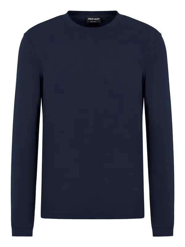Giorgio Armani Stretch Viscose Jersey Jumper - Navy_blue