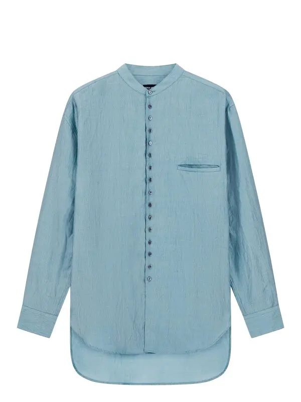 Giorgio Armani Linen-blend Shirt - Light_blue