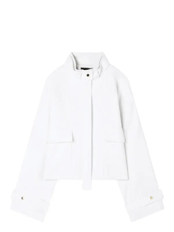 Giorgio Armani Virgin Wool Double Cloth Pea Coat - White