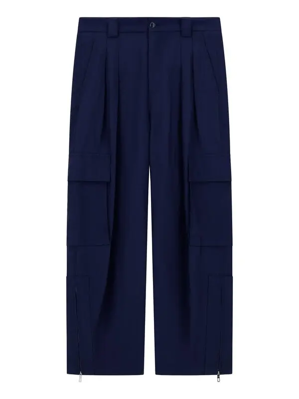 Giorgio Armani Viscose And Linen Canvas Cargo Trousers - Navy Blue