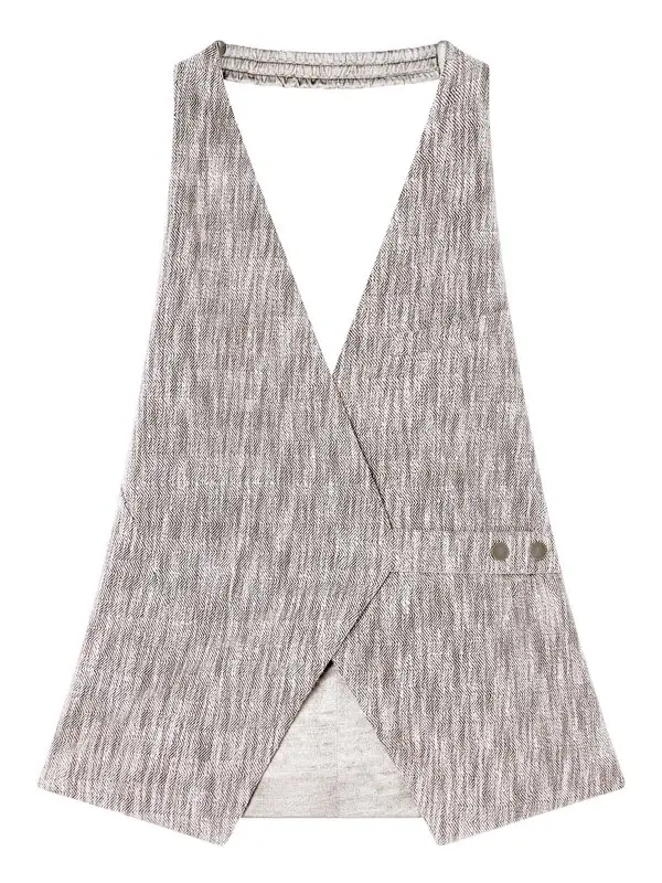 Giorgio Armani Chevron Jersey Crossover Waistcoat - Grey