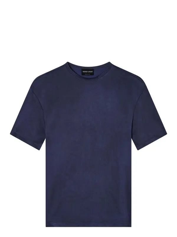 Giorgio Armani Cupro-jersey Crew-neck T-shirt - Navy_blue