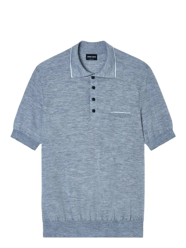 Giorgio Armani Polo Shirt In Cashmere And Silk - Light_blue