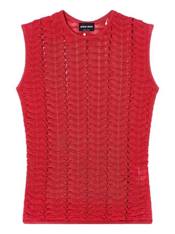 Giorgio Armani Viscose Top With A Ruffle Motif - Red